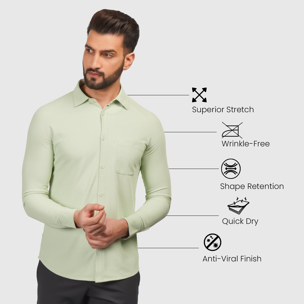 Smoke Green Workday Shirt with Raglan Sleeves – Harfun.in