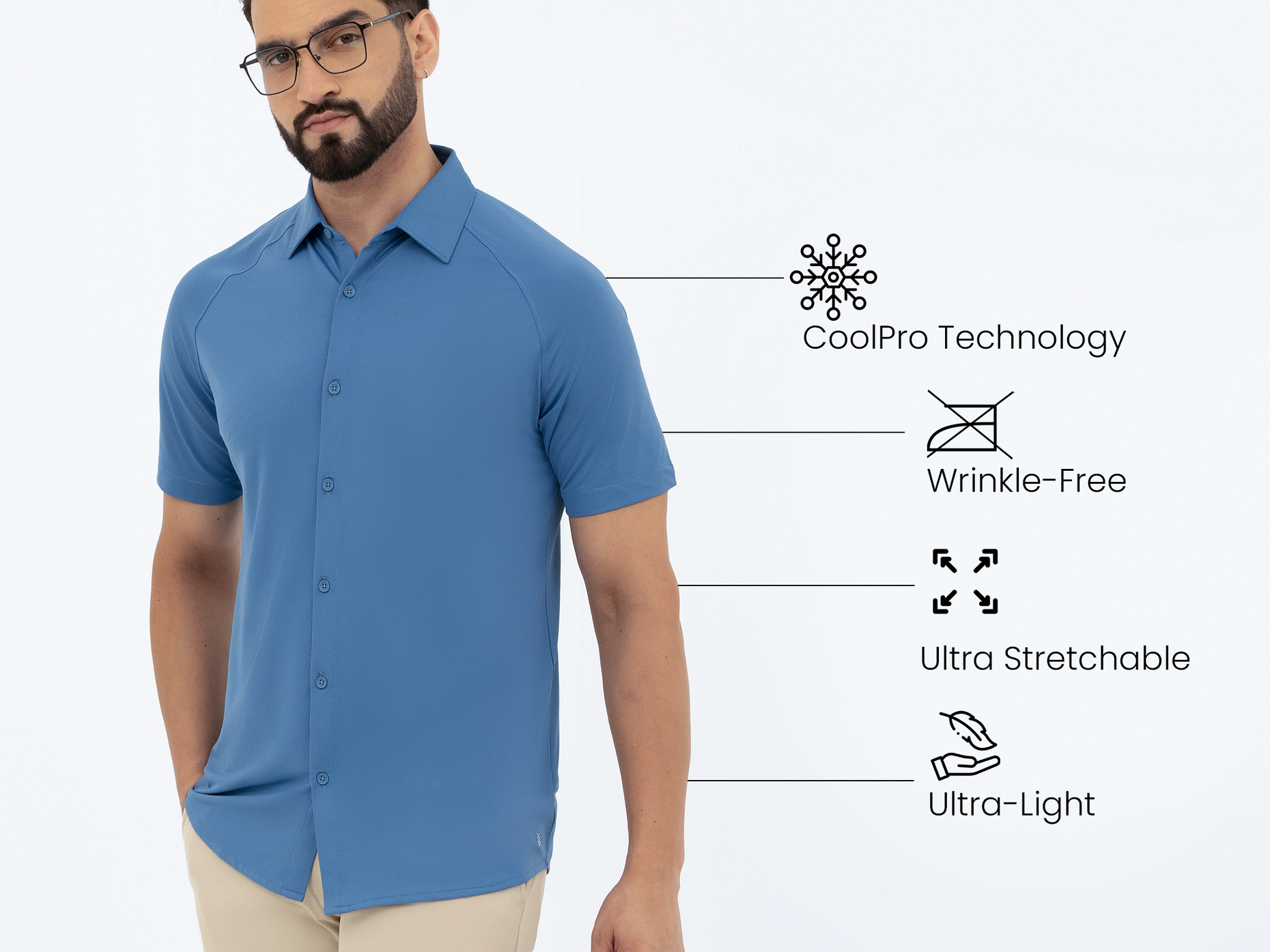 Steel Blue Raglan-Short Sleeves CoolPro Shirt – Harfun.in