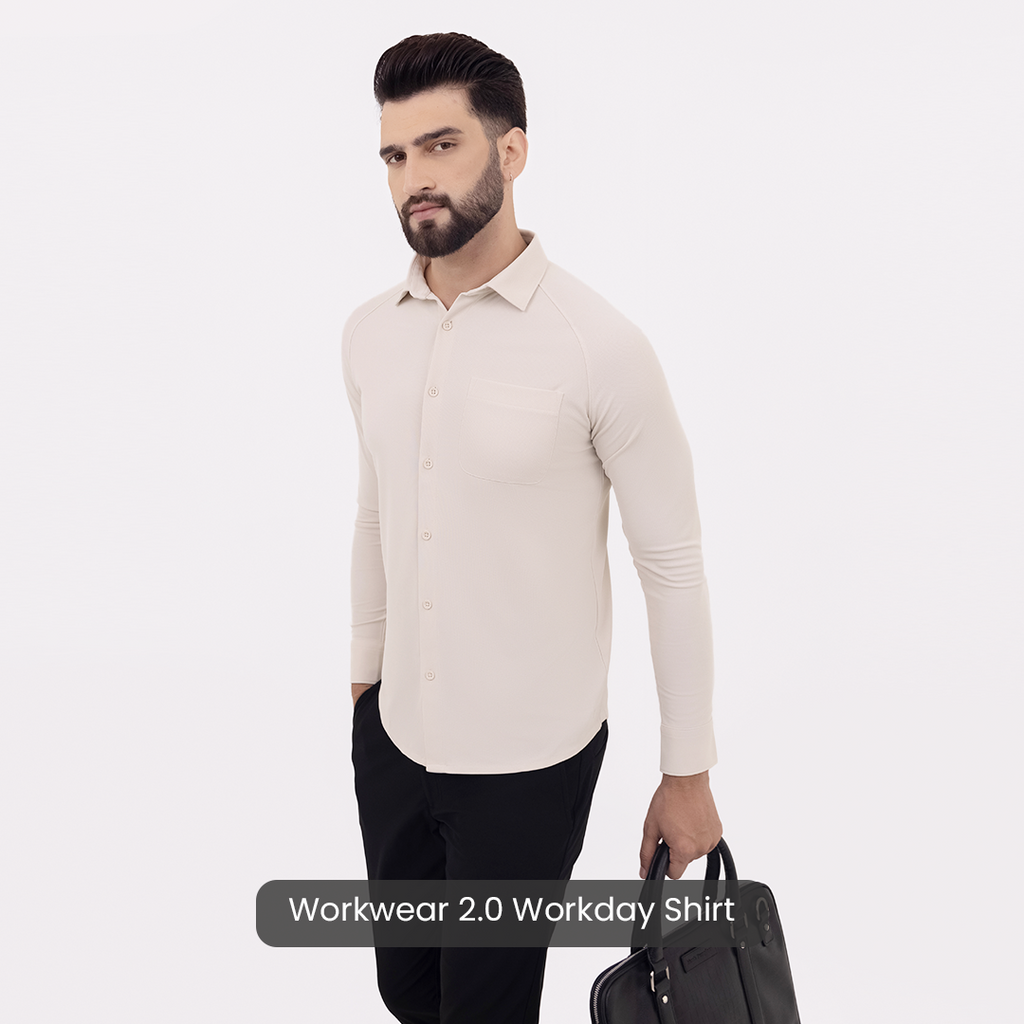 Desk White Workday Shirt with Raglan Sleeves – Harfun.in