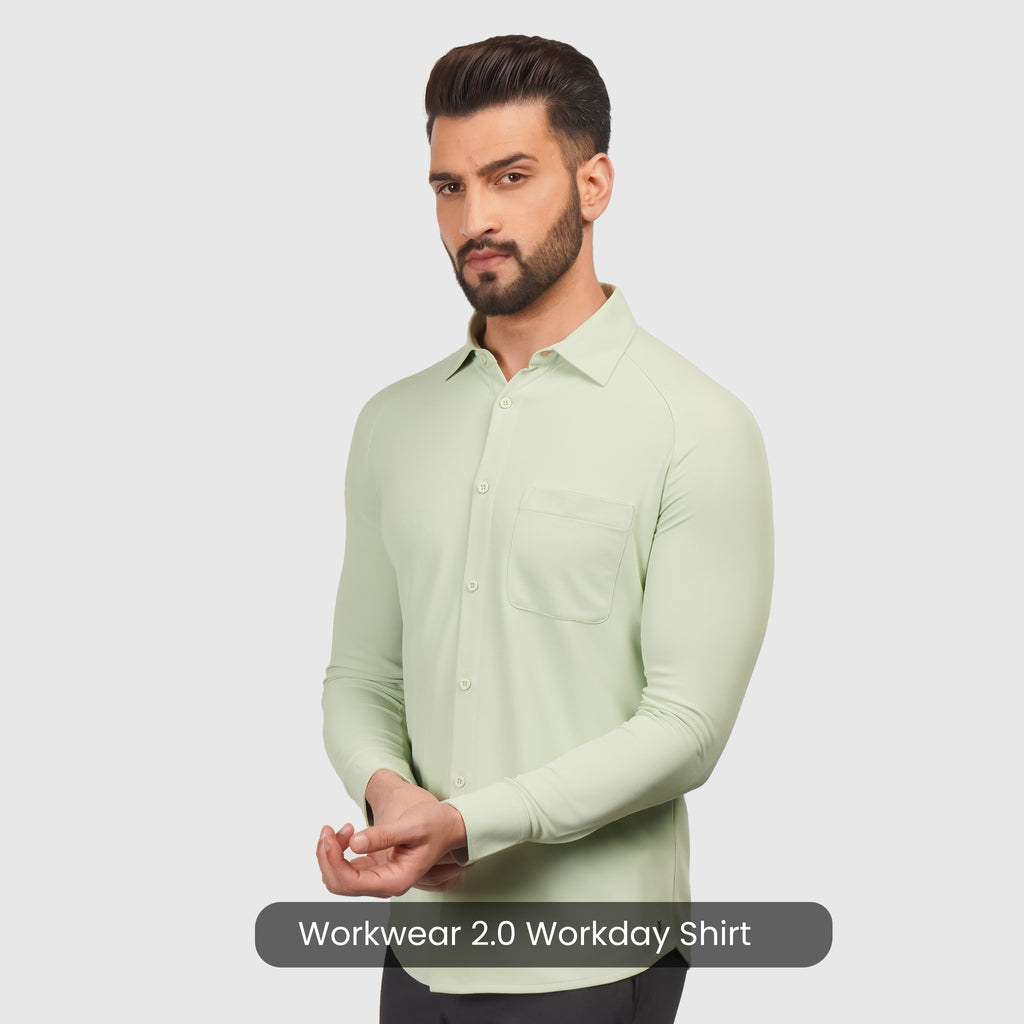 Smoke Green Workday Shirt with Raglan Sleeves – Harfun.in