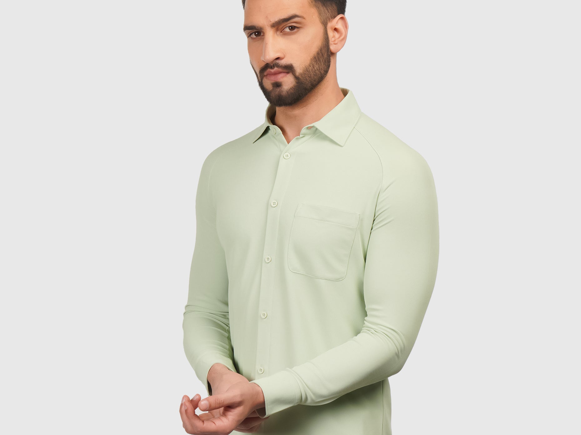 Smoke Green Workday Shirt with Raglan Sleeves – Harfun.in