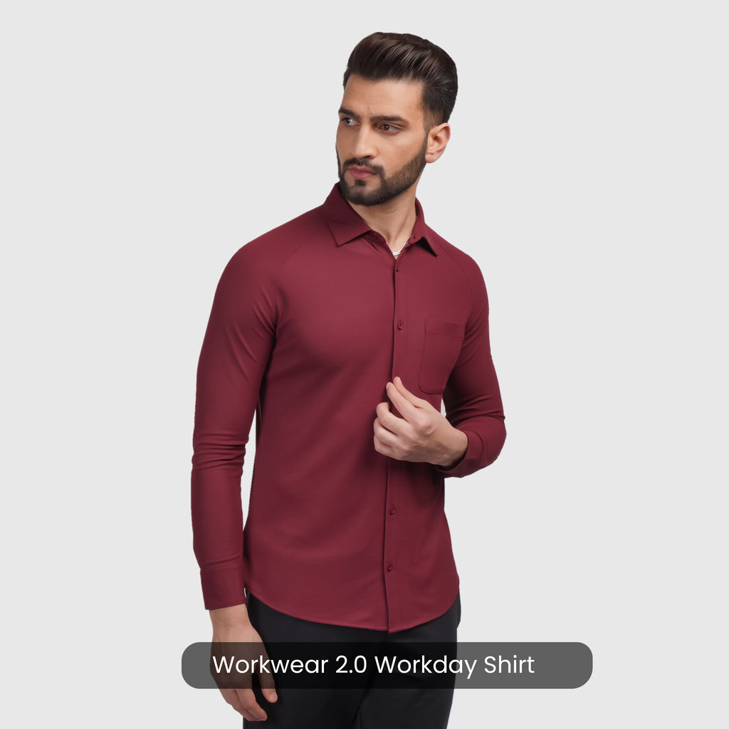Shadow Maroon Workday Shirt with Raglan Sleeves – Harfun.in