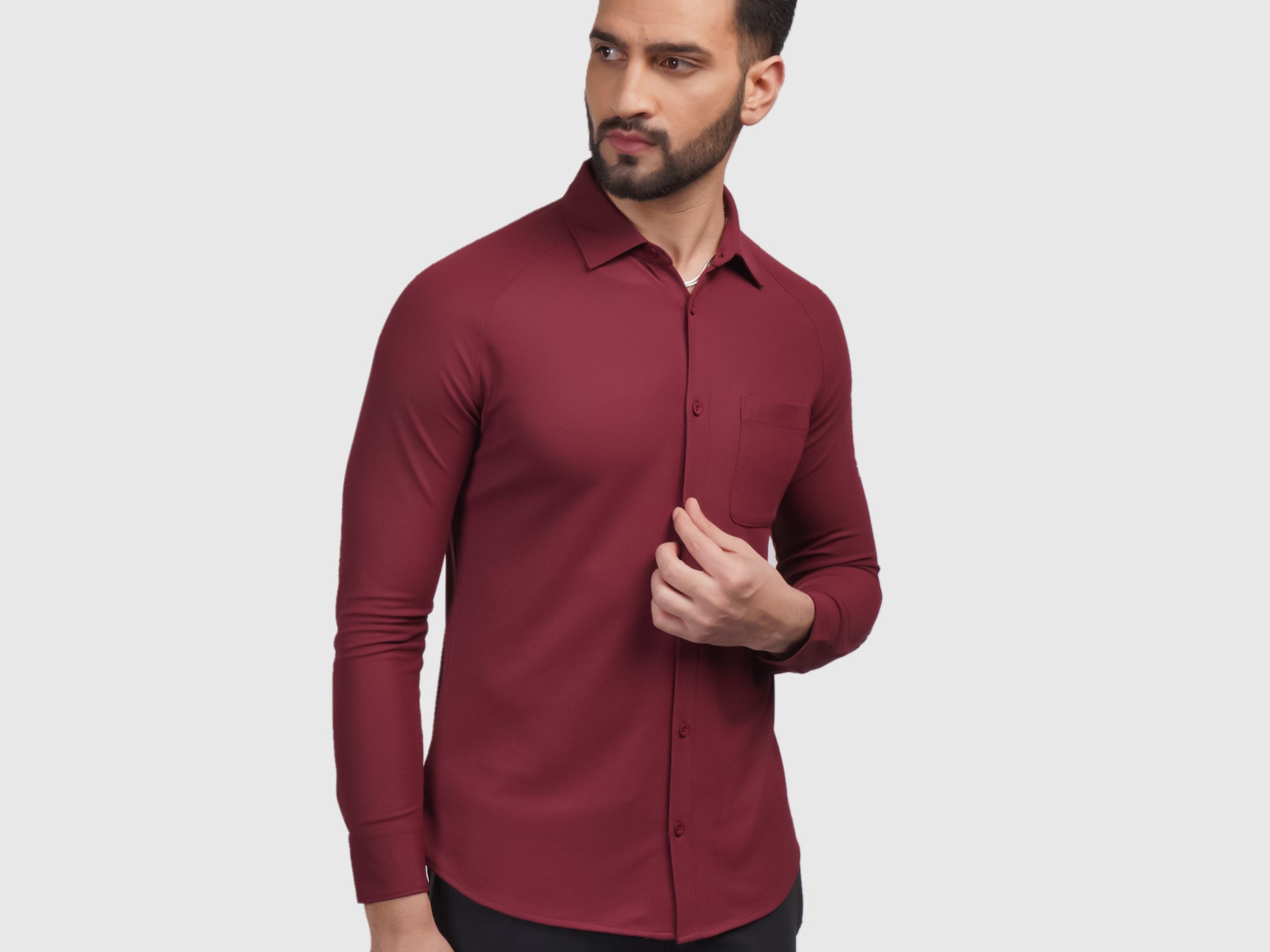 Shadow Maroon Workday Shirt with Raglan Sleeves – Harfun.in