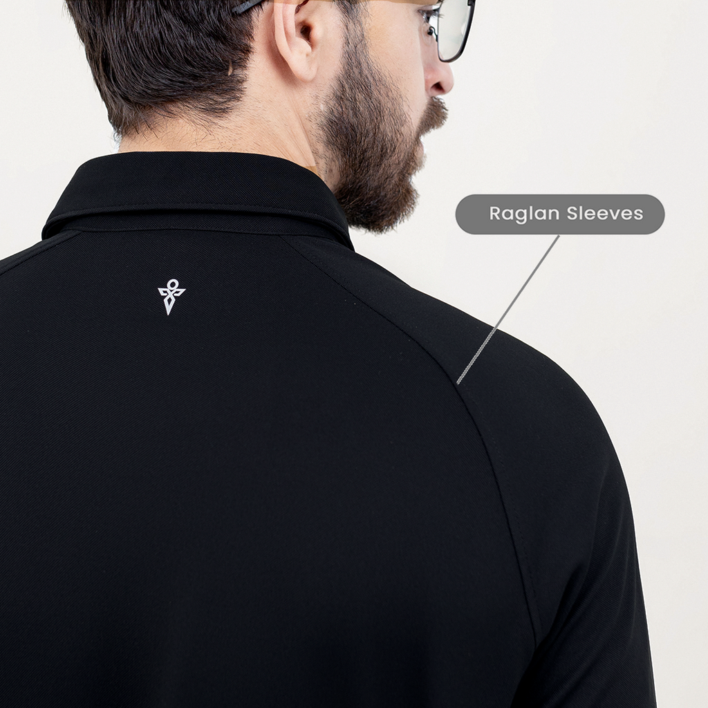 Solid Black Workday Shirt with Raglan Sleeves – Harfun.in