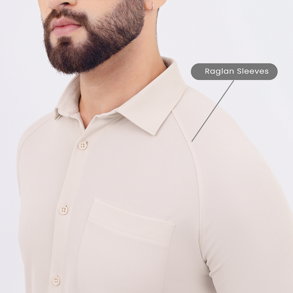 Desk White Workday Shirt with Raglan Sleeves – Harfun.in