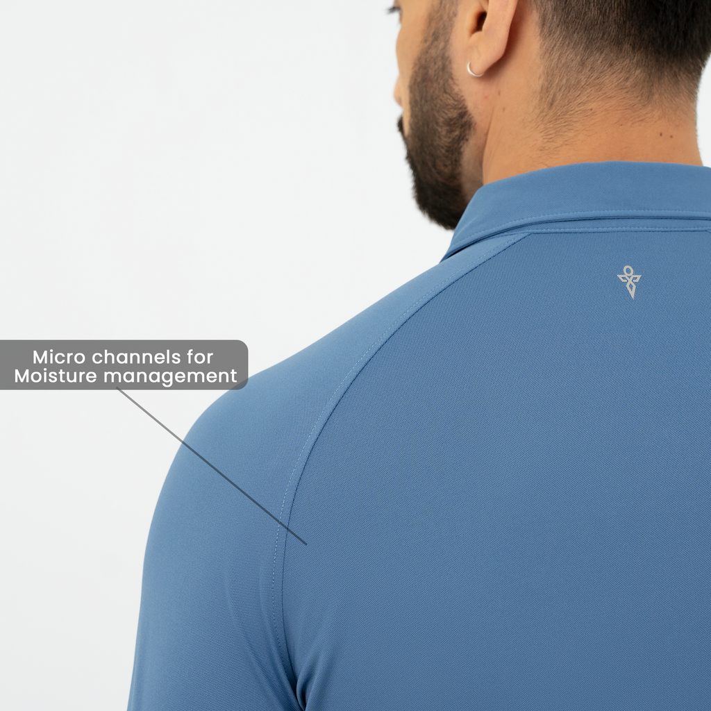 Steel Blue Raglan-Short Sleeves CoolPro Shirt – Harfun.in