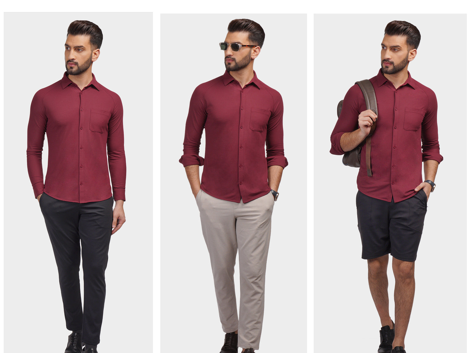 Shadow Maroon Workday Shirt with Raglan Sleeves – Harfun.in