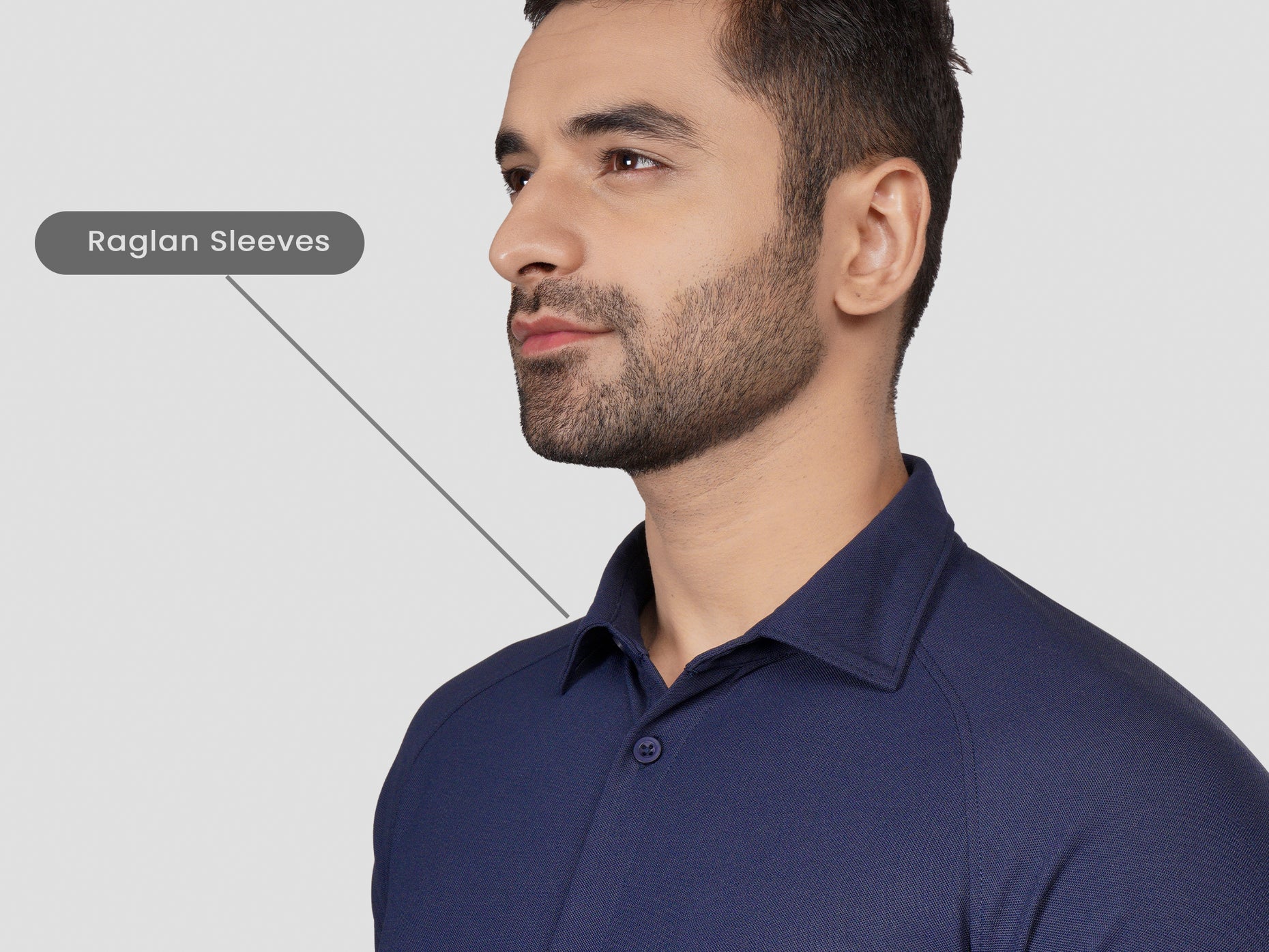 Solid Navy Workday Shirt with Raglan Sleeves – Harfun.in