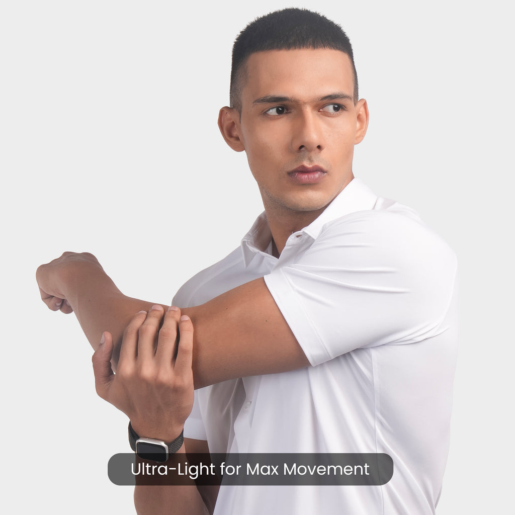 Solid White Raglan-Short Sleeves CoolPro Shirt – Harfun.in