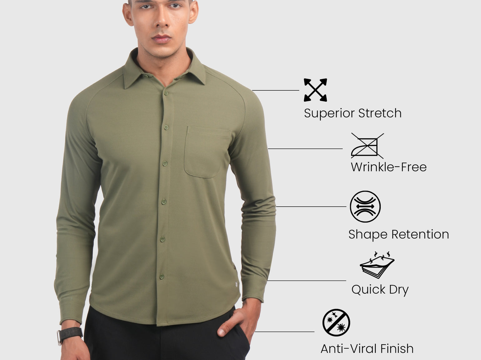 Solid Four Leaf Clover Workday Shirt with Raglan Sleeves – Harfun.in