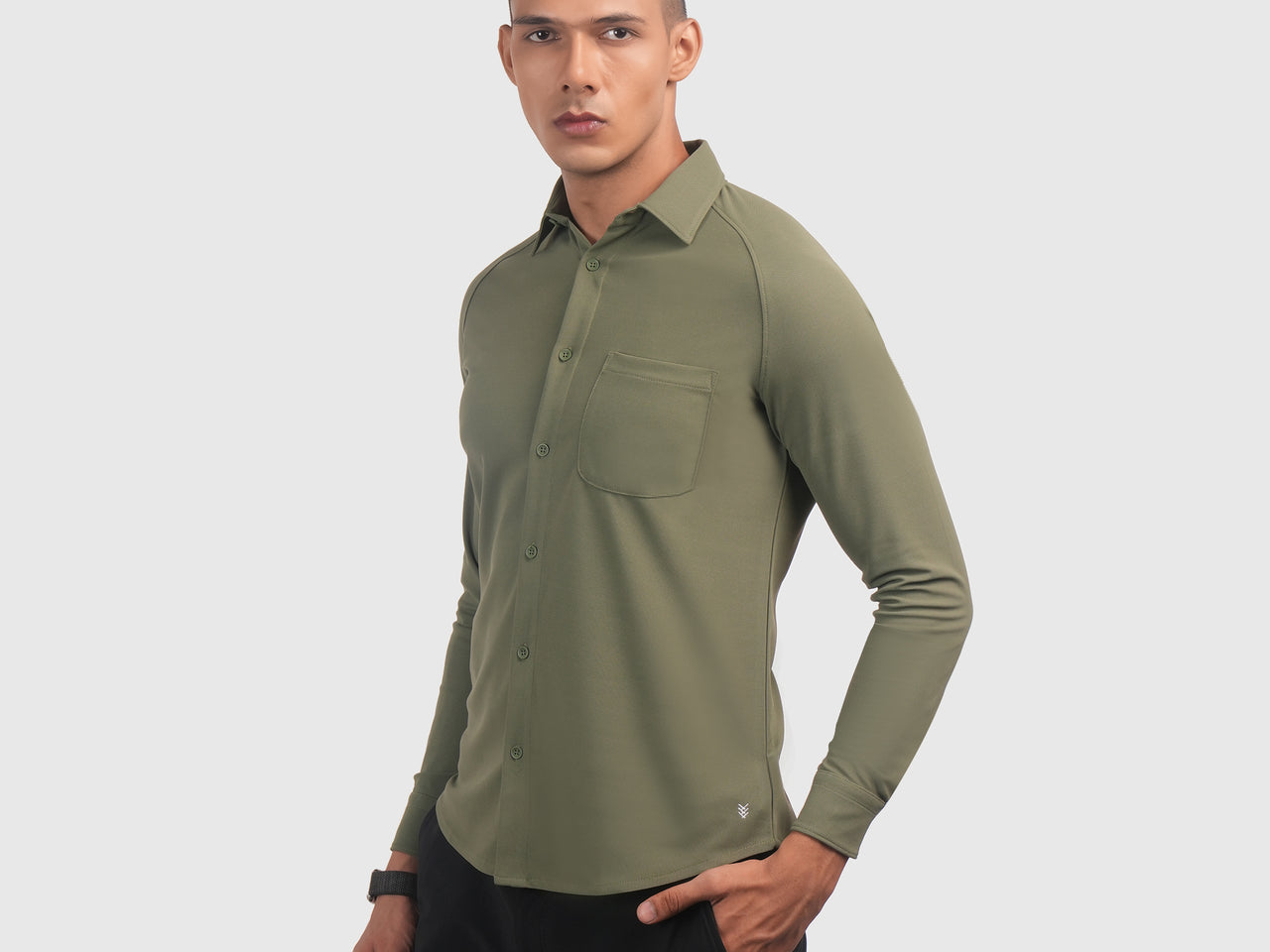 Solid Four Leaf Clover Workday Shirt with Raglan Sleeves – Harfun.in