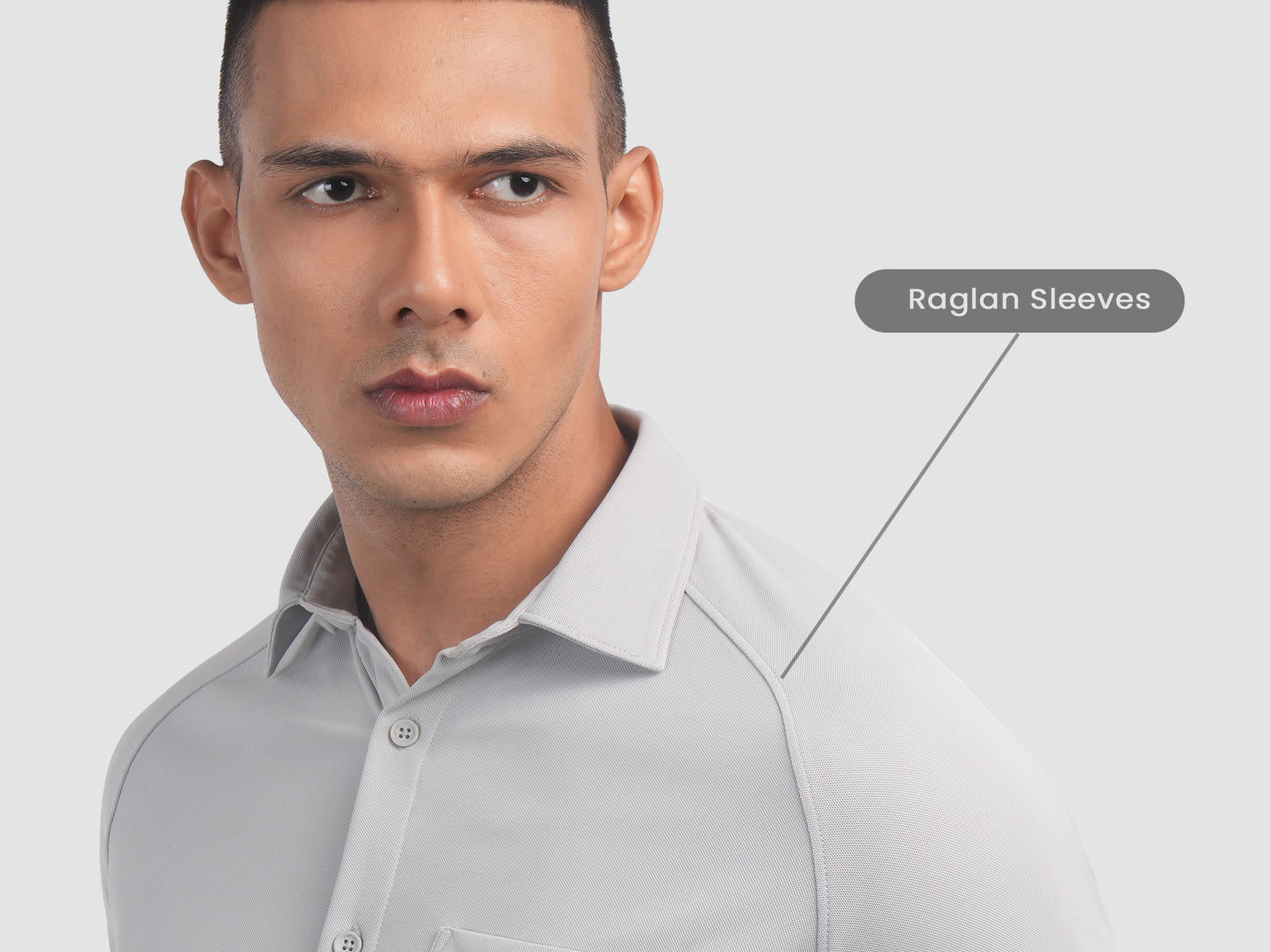 Solid Steel Grey Workday Shirt with Raglan Sleeves – Harfun.in