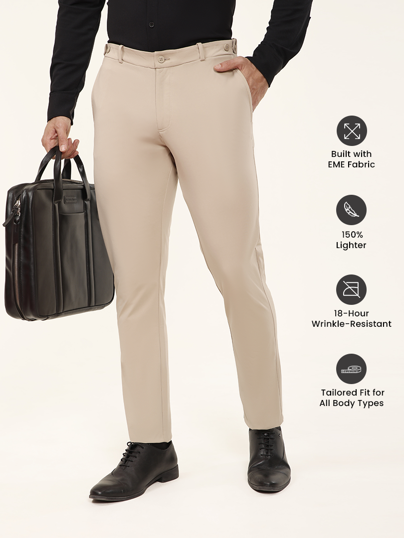 Deep Beige Tech Chinos – Harfun.in