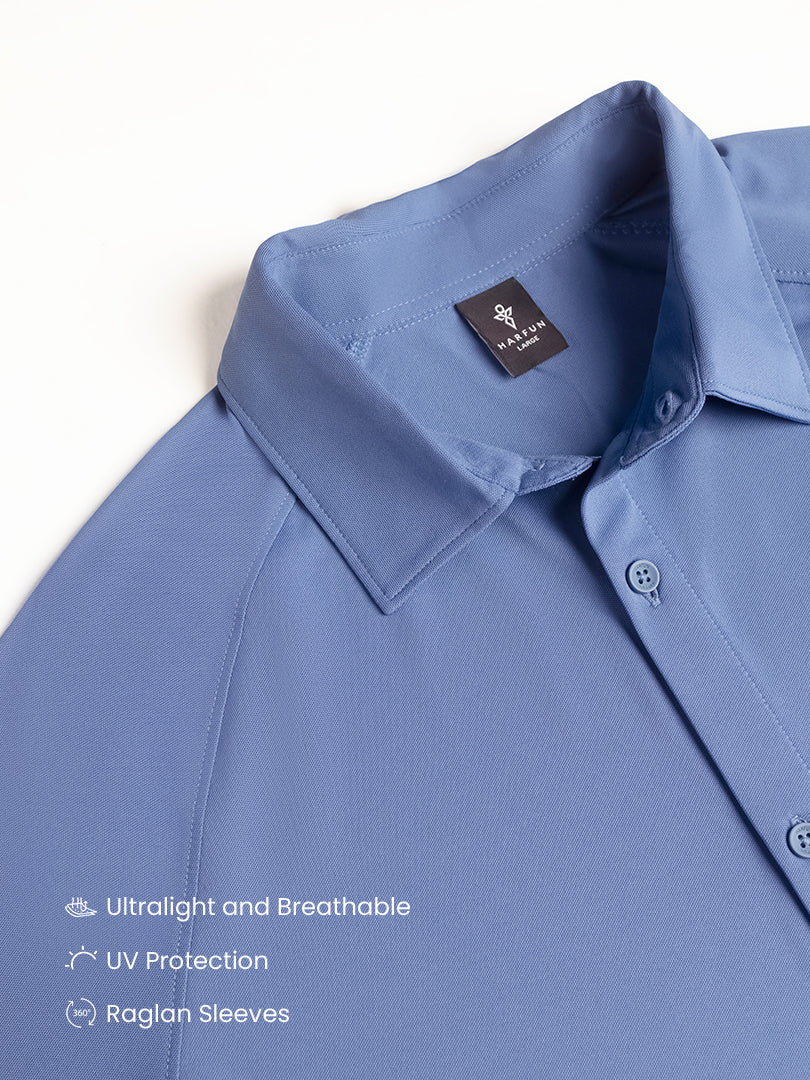Steel Blue Raglan-Short Sleeves CoolPro Shirt – Harfun.in