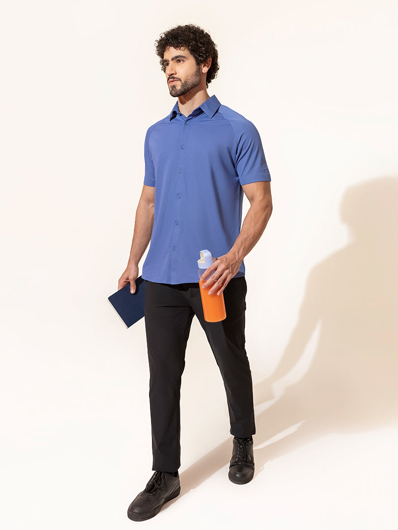 Steel Blue Raglan-Short Sleeves CoolPro Shirt – Harfun.in