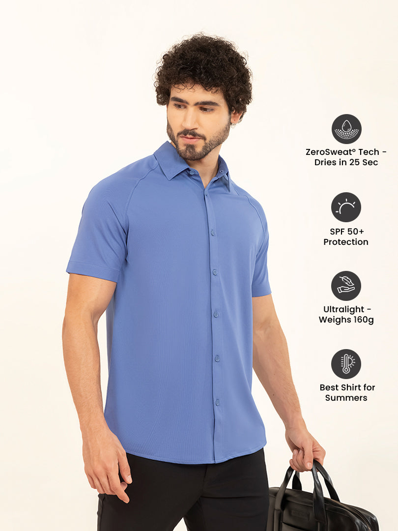 Steel Blue Raglan-Short Sleeves CoolPro Shirt – Harfun.in